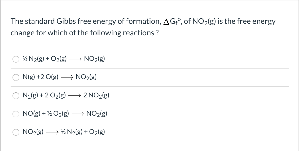Solved The standard Gibbs free energy of formation, AGfº, of | Chegg.com