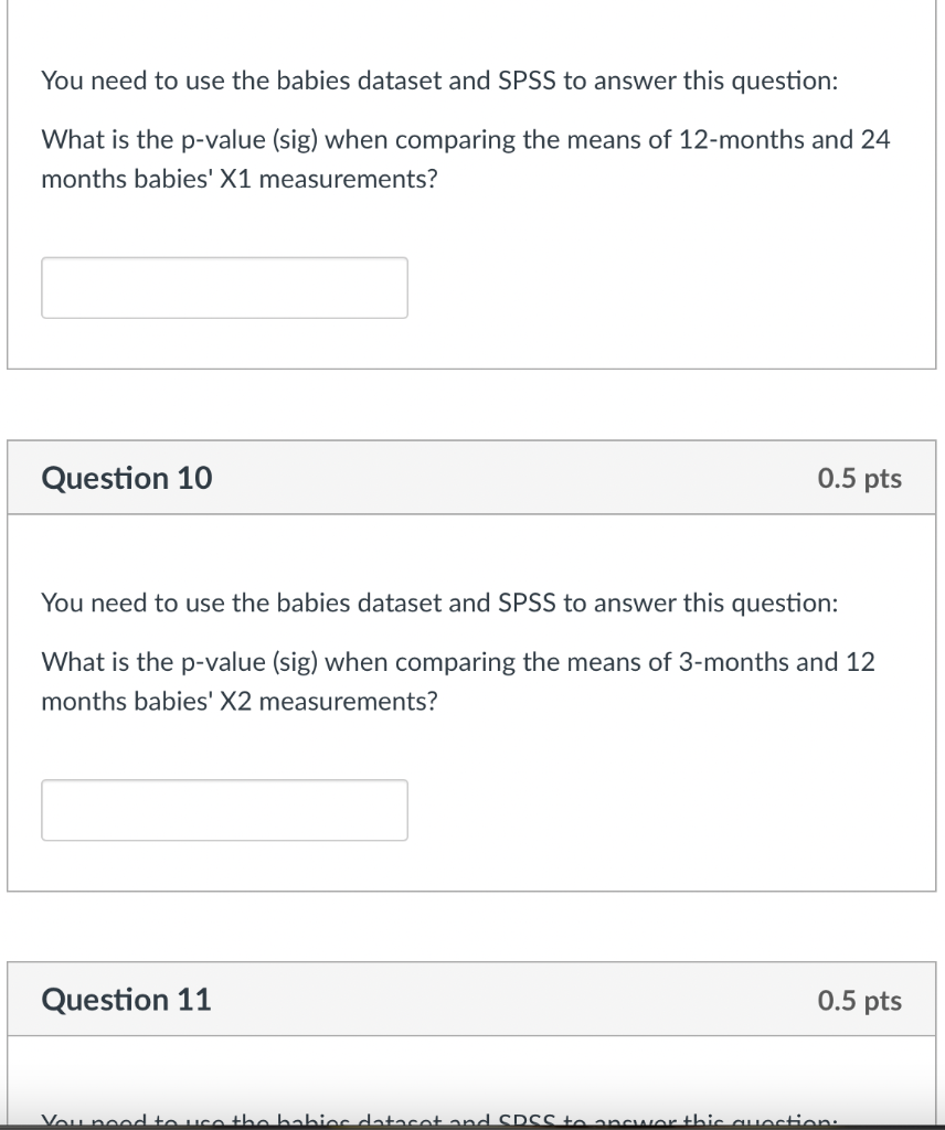 Solved You need to use the babies dataset and SPSS to answer | Chegg.com