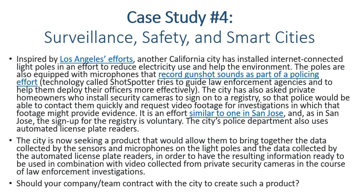 Solved Case Study #4: Surveillance, Safety, and Smart Cities | Chegg.com