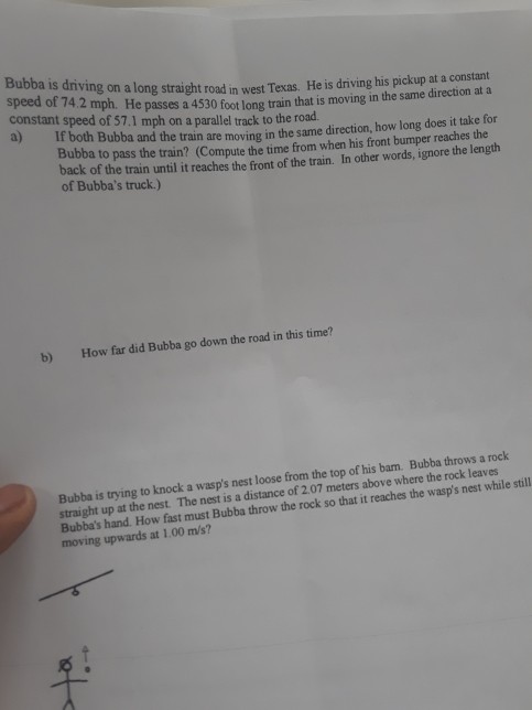 Solved Bubba is driving on a long strai speed of 74.2 | Chegg.com