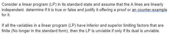 Solved Consider a linear program (LP) in its standard state | Chegg.com