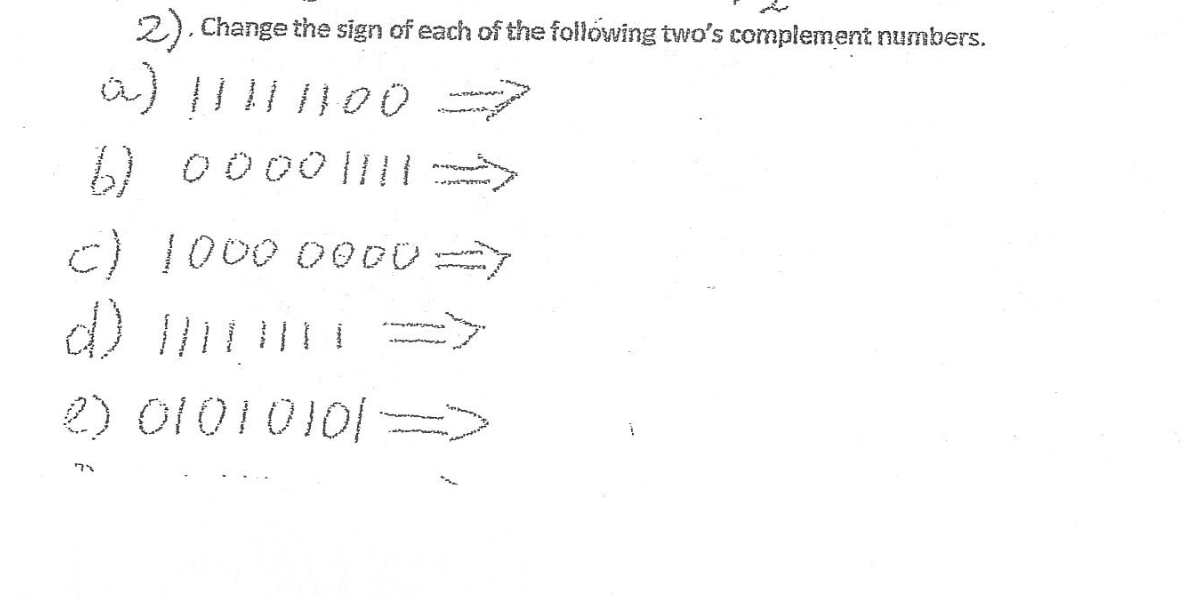Solved 2). Change the sign of each of the following two's | Chegg.com