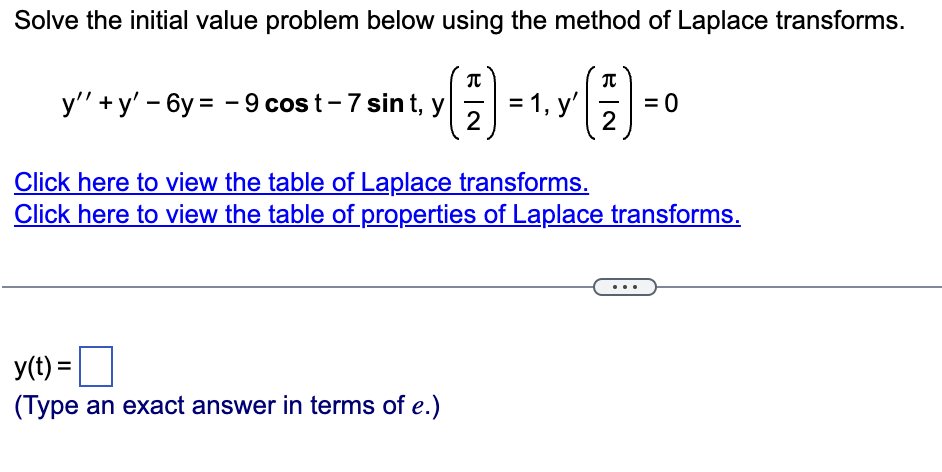 Solved Solve the initial value problem below using the | Chegg.com