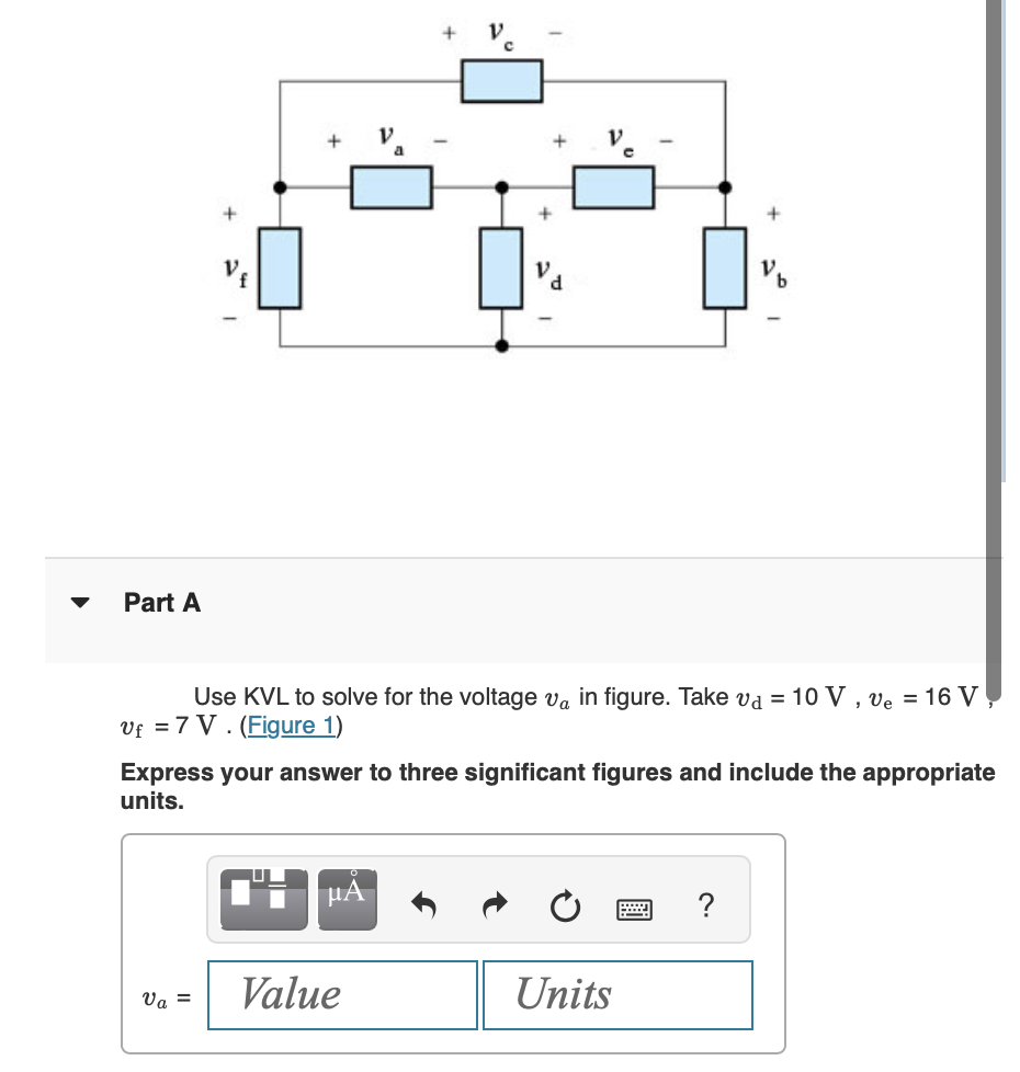 Solved Use KVL to solve for the voltage va in figure. Take | Chegg.com
