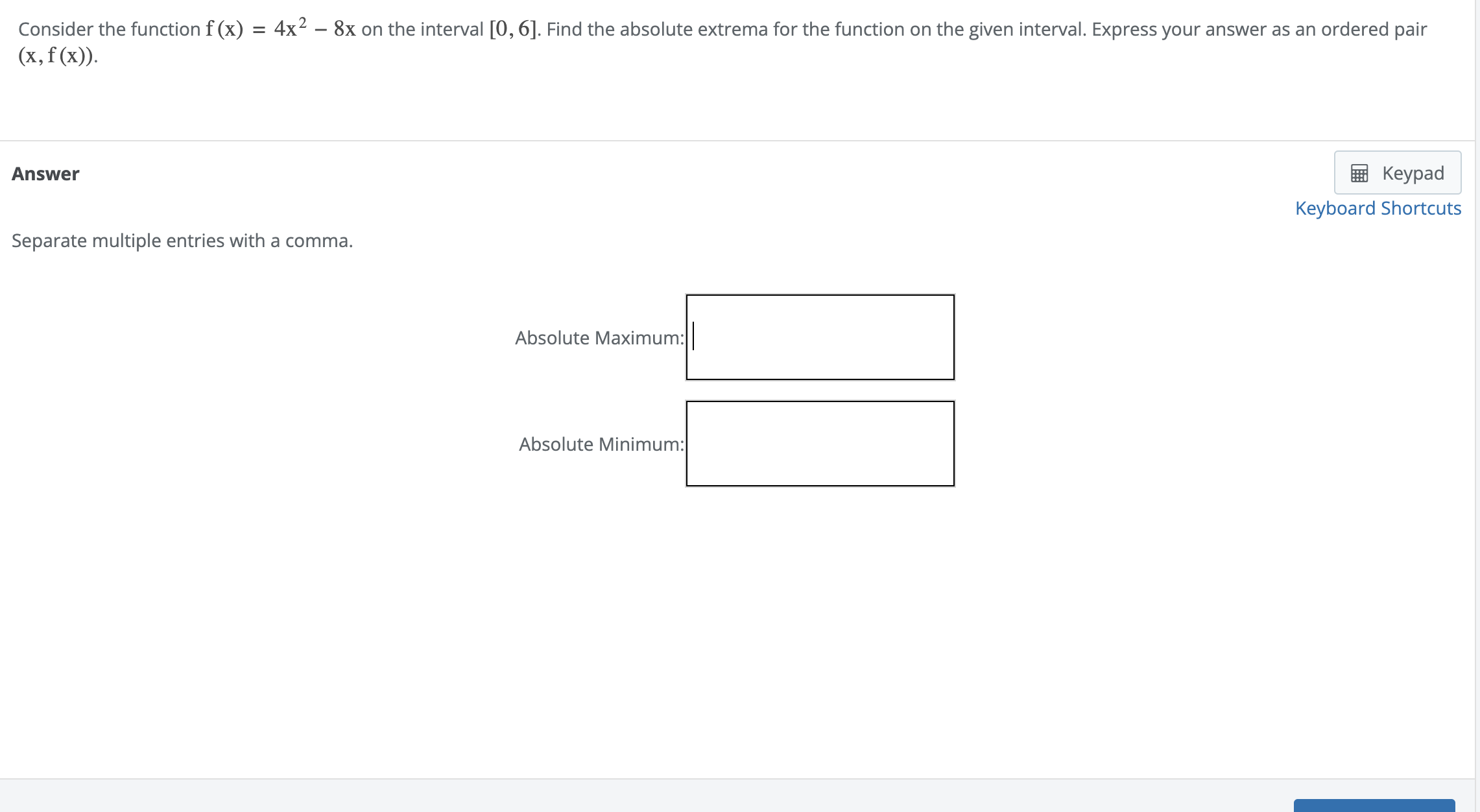 Solved Consider the function f(x)=4x2-8x ﻿on the interval | Chegg.com