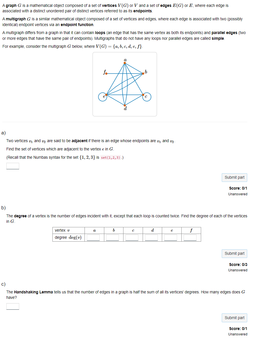 Solved A graph G is a mathematical object composed of a set | Chegg.com