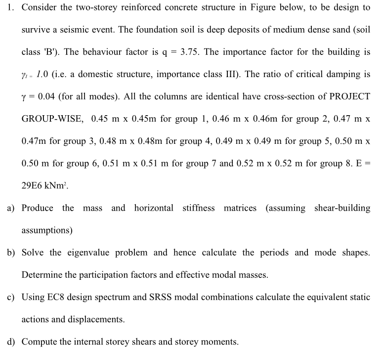 Solved Consider the two-storey reinforced concrete structure | Chegg.com