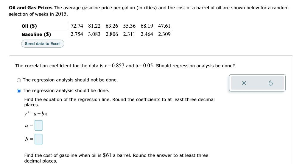 Solved Oil and Gas Prices The average gasoline price per | Chegg.com