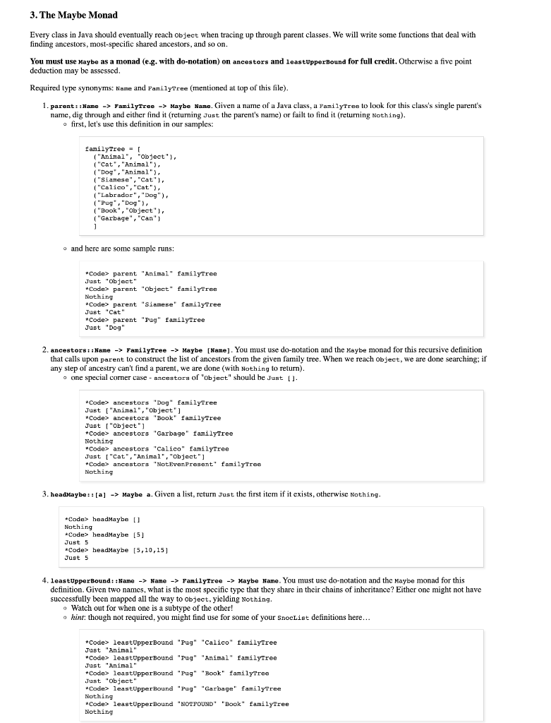 Solved 3. The Maybe Monad Every class in Java should | Chegg.com Solved 3. The Maybe Monad Every class in Java should | Chegg.com