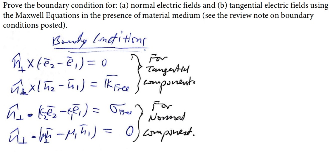Prove the boundary condition for: (a) ﻿normal | Chegg.com
