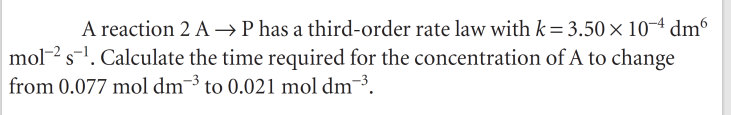 Solved A reaction 2 AP has a third-order rate law with k = | Chegg.com