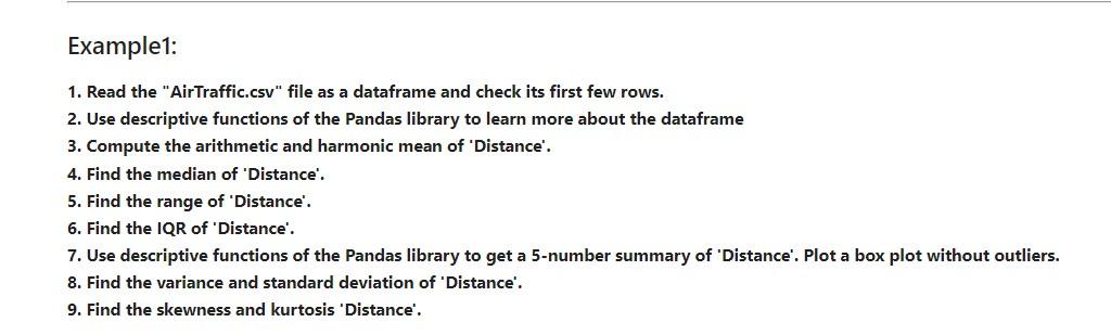 [Solved]: Example1: 1. Read the "AirTraffic.csv" f