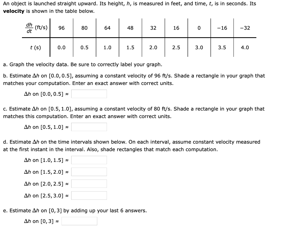 Solved An object is launched straight upward. Its height, h, | Chegg.com
