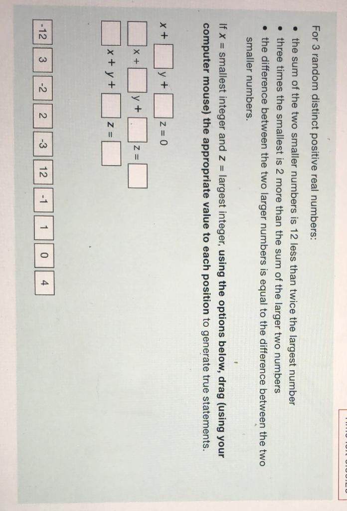 Solved For 3 random distinct positive real numbers: the sum | Chegg.com