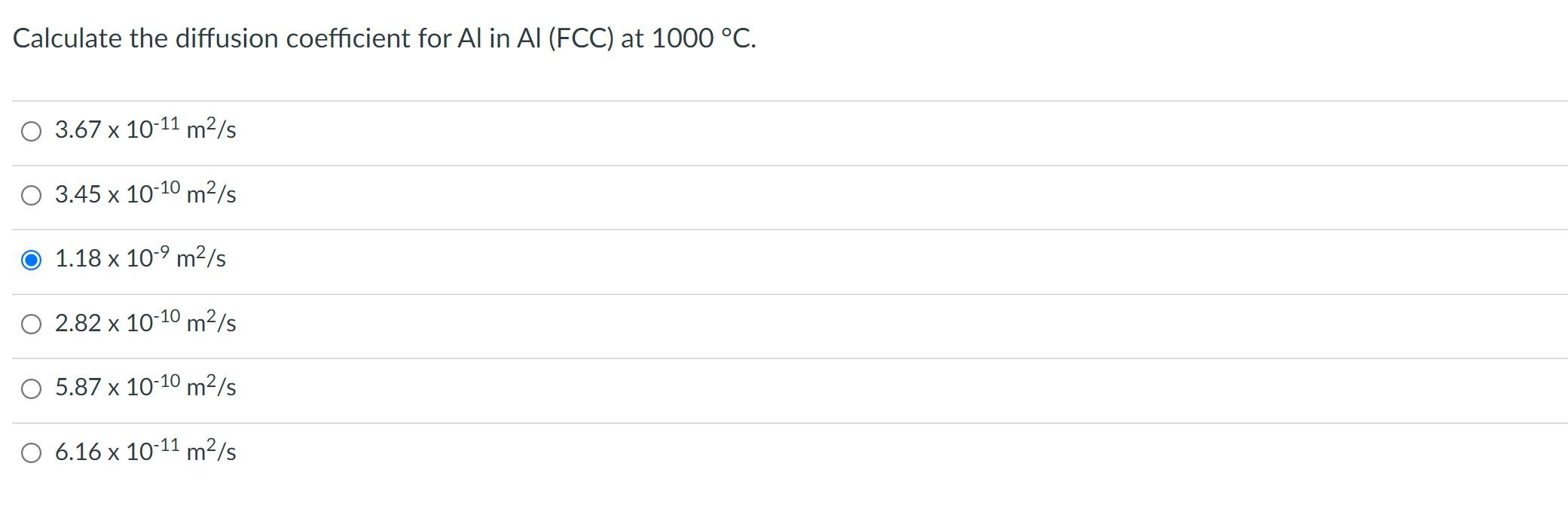 Solved Using the diffusion coefficient table below as a | Chegg.com