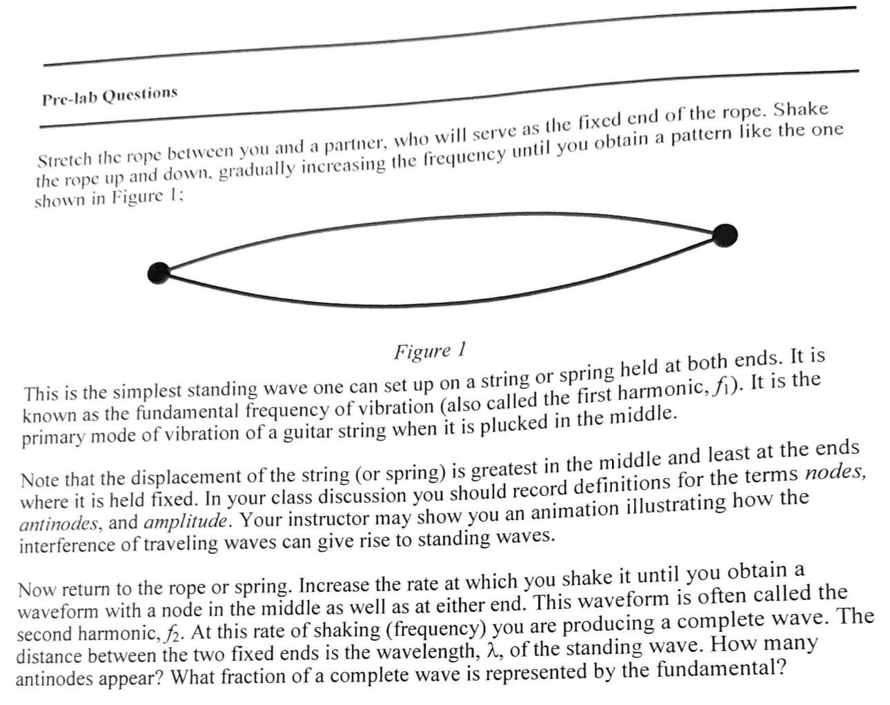 Solved Pre-lab Questions Stretch the rope between you and a | Chegg.com