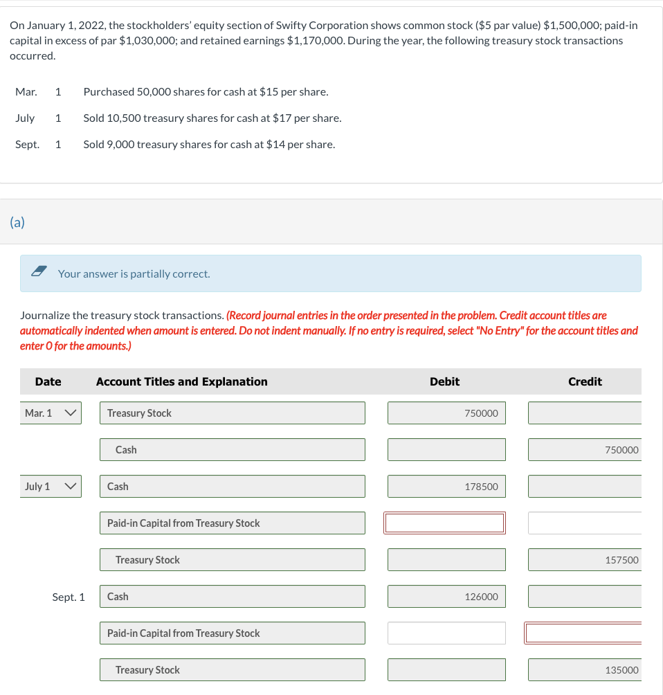Solved Journalize the treasury stock transactions. (Record | Chegg.com