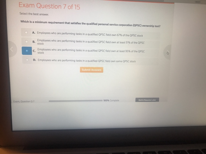 Solved Exam Question 7 of 15 Select the best answer Which is | Chegg.com
