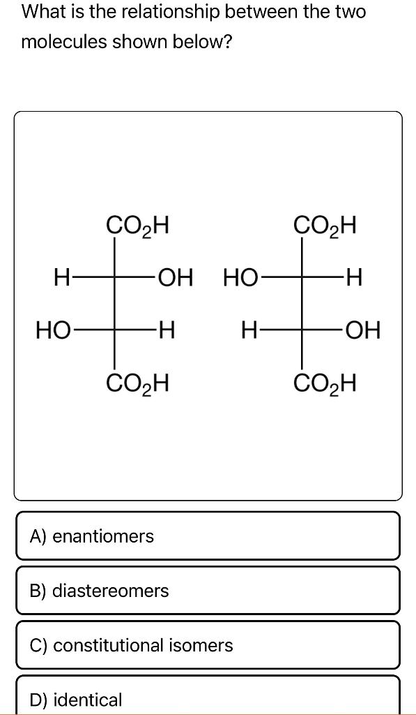 Solved A) enantiomers B) diastereomers C) constitutional | Chegg.com