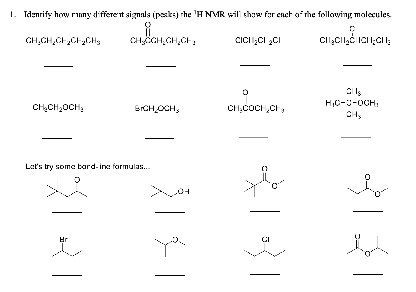 Solved CH3CH2OCH3 BrCH2OCH3 Let's try some bond-line | Chegg.com