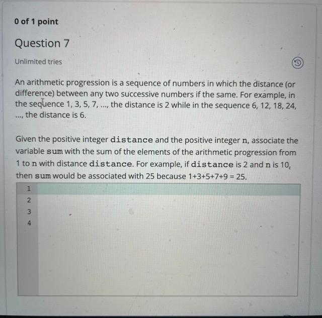 Solved Unlimited tries An arithmetic progression is a | Chegg.com