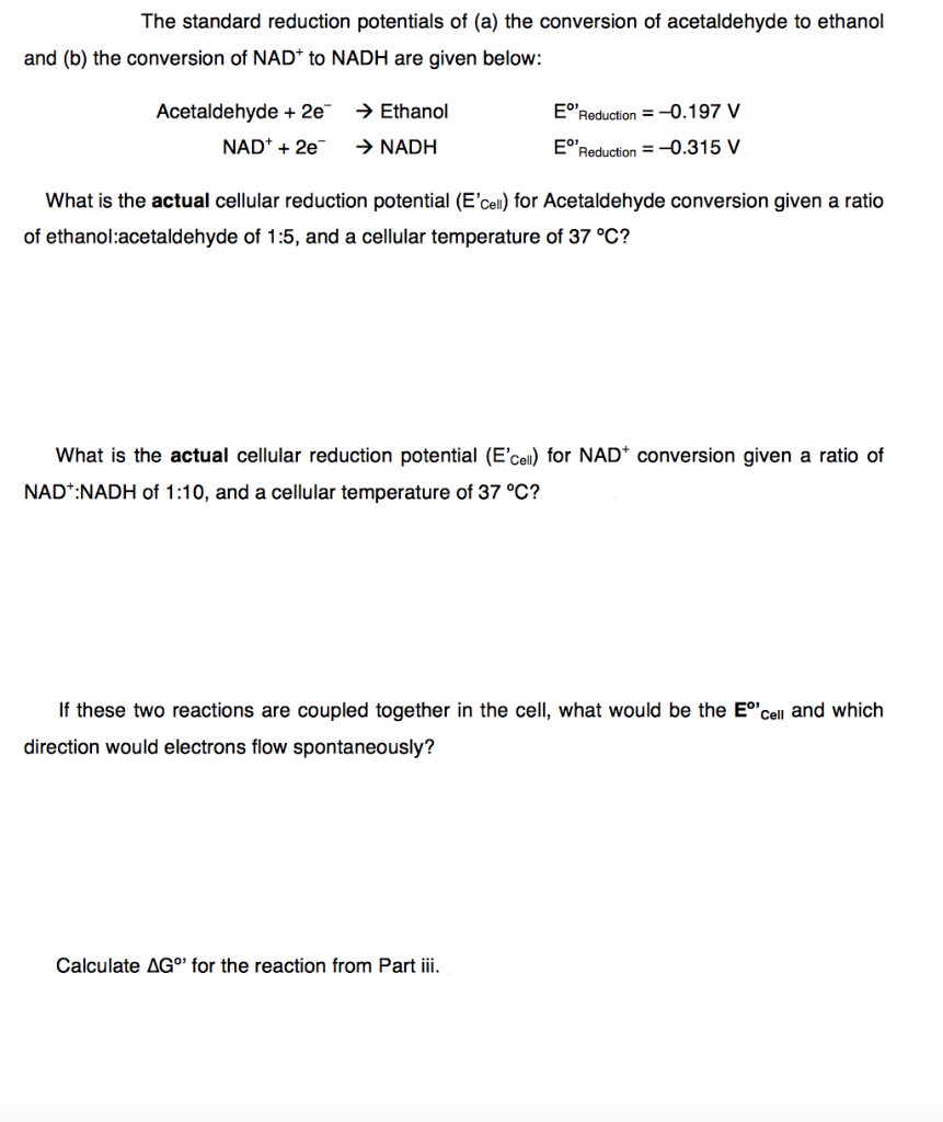 Solved The standard reduction potentials of (a) the | Chegg.com