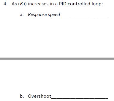 Solved 4. As (Ki) increases in a PID controlled loop: a. | Chegg.com
