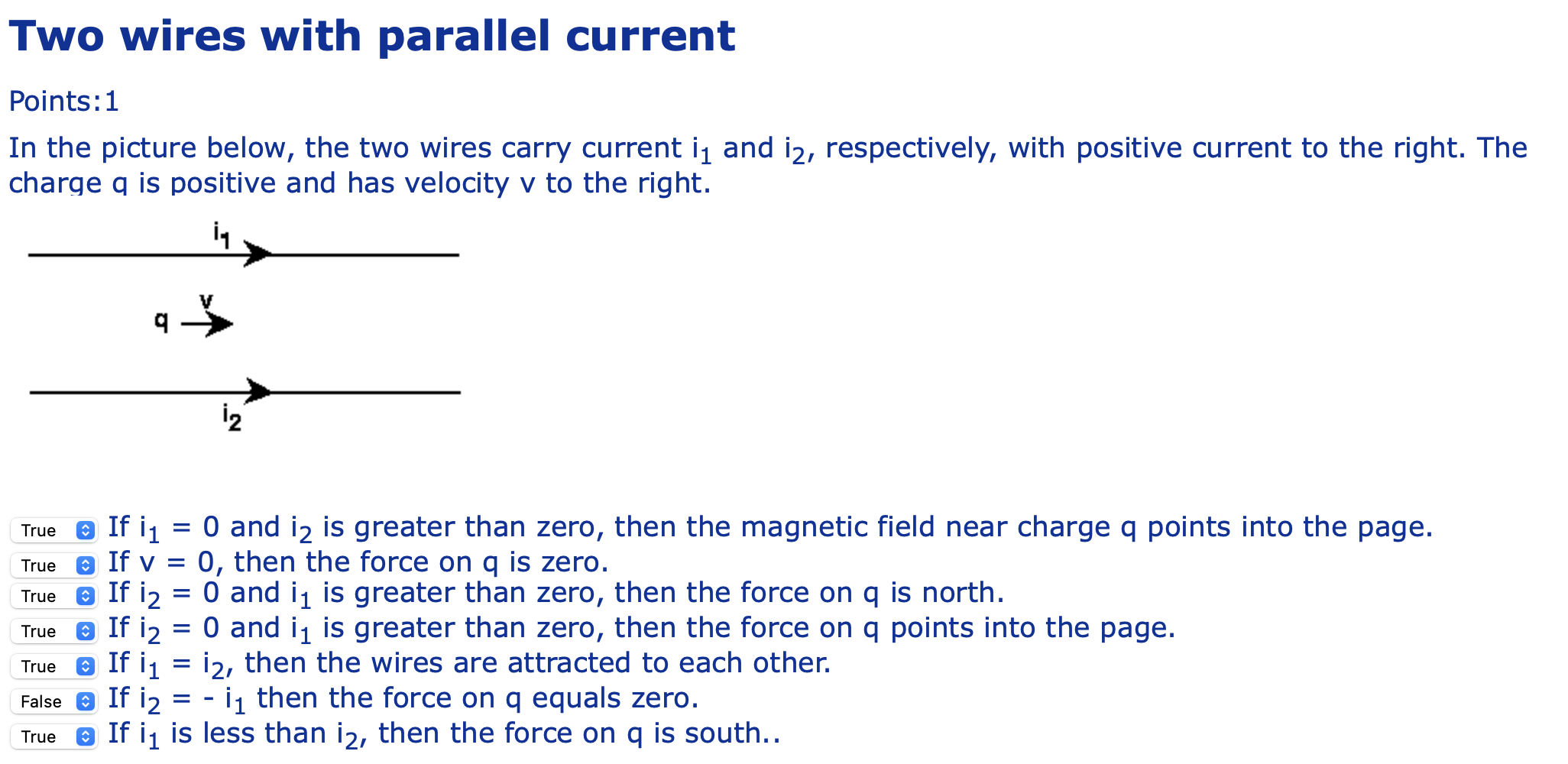 Solved Two wires with parallel current Points: 1 In the | Chegg.com