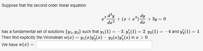 Solved Suppose that the second order linear equation | Chegg.com
