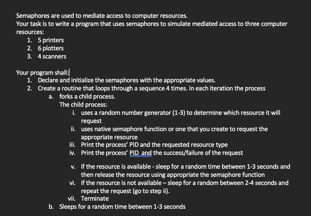Solved Semaphores are used to mediate access to computer | Chegg.com