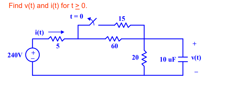 Solved Find v(t) and i(t) for t≥0 | Chegg.com