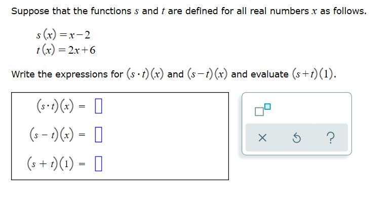 Solved Suppose that the functions s and t are defined for | Chegg.com