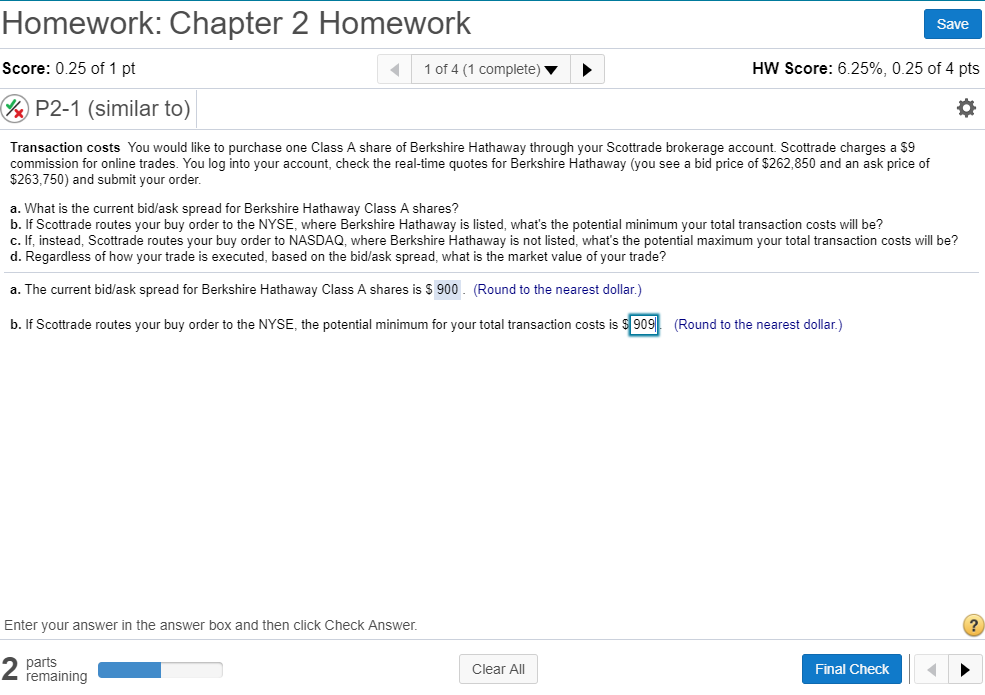 Solved Homework: Chapter 2 Homework Save Score: 0.25 of 1 pt | Chegg.com