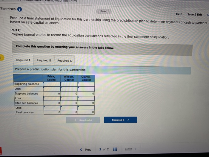 Solved Exercises G Help Save & Exit Sub The partnership of | Chegg.com