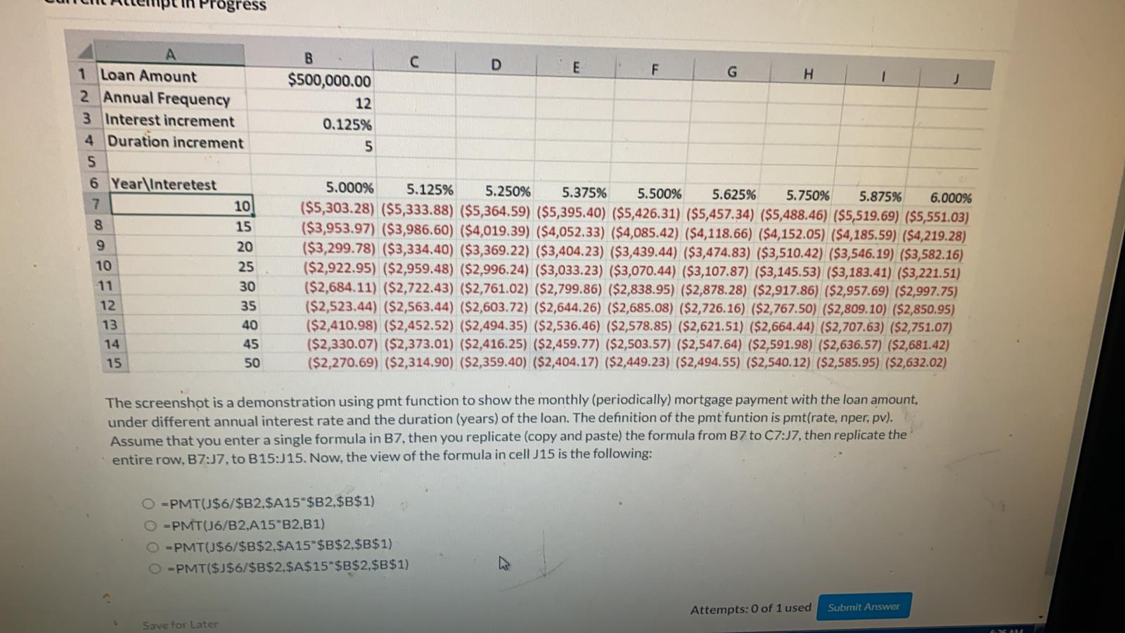 The screenshot is a demonstration using pmt function | Chegg.com