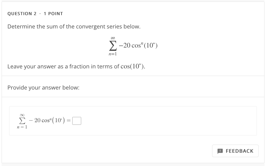 Solved QUESTION 2 * 1 ﻿POINTDetermine the sum of ﻿the | Chegg.com