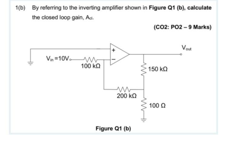 Solved 1(b) By referring to the inverting amplifier shown in | Chegg.com