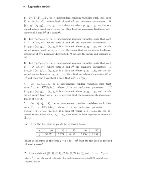 Solved Let Y_1, Y_2, ..., Y, be n independent random | Chegg.com