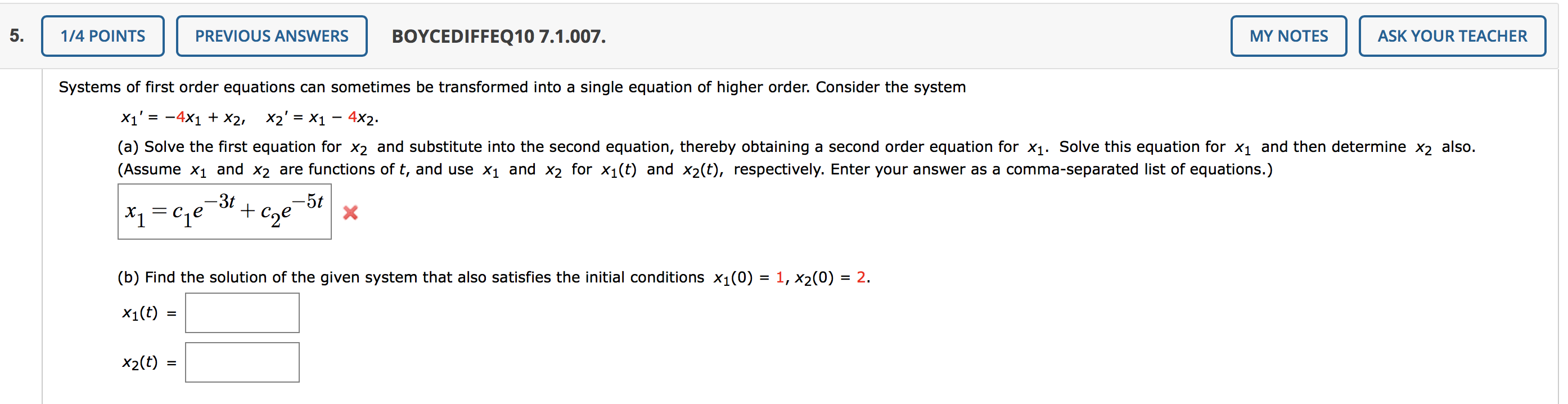 Solved 5. 1/4 POINTS PREVIOUS ANSWERS BOYCEDIFFEQ10 7.1.007. | Chegg.com Solved 5. 1/4 POINTS PREVIOUS ANSWERS BOYCEDIFFEQ10 7.1.007. | Chegg.com