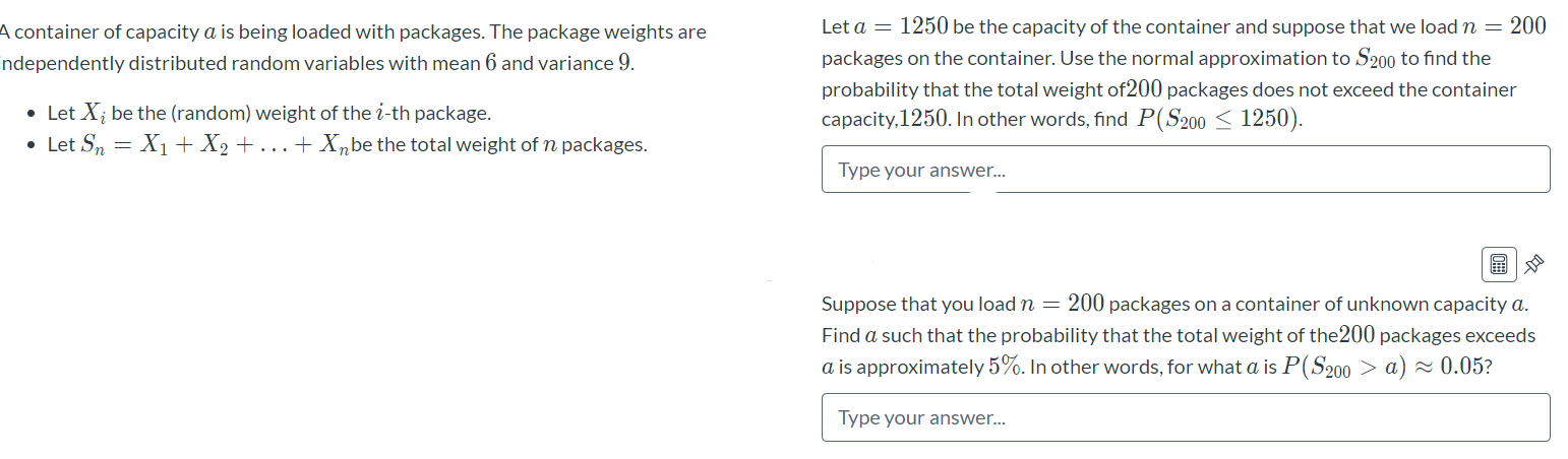 Solved A container of capacity a is being loaded with | Chegg.com