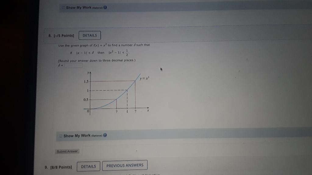 Solved Use the given graph of f(x)=x2 to find a number δ | Chegg.com