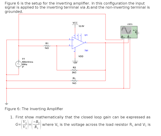 Solved Figure 6 is the setup for the inverting amplifier. In | Chegg.com