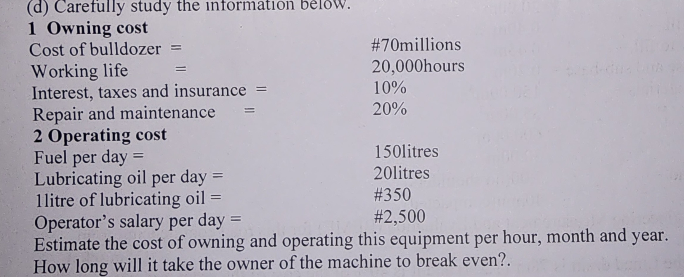 (d) ﻿Carefully study the information below.1 ﻿Owning | Chegg.com
