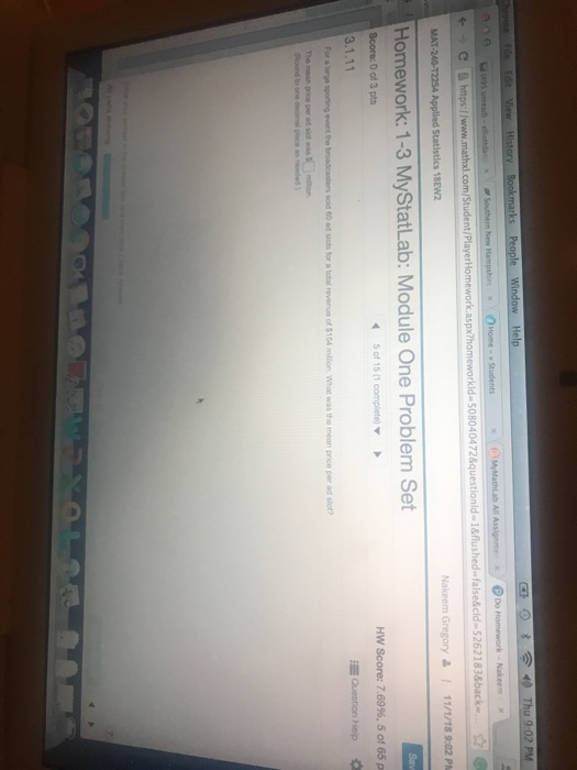 Solved Do Homework: 1-3 MyStatLab: Module One Problem Set | Chegg.com