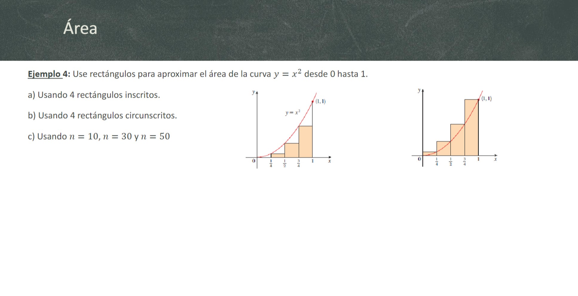 Solved Ejemplo 4: Use rectángulos para aproximar el área de | Chegg.com