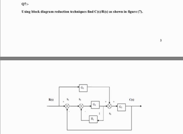 Solved 07- Using block diagram reduction techniques find | Chegg.com