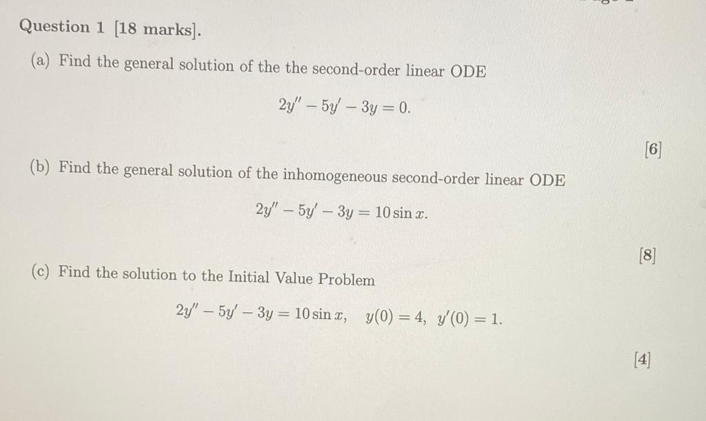 Solved (a) Find the general solution of the the second-order | Chegg.com