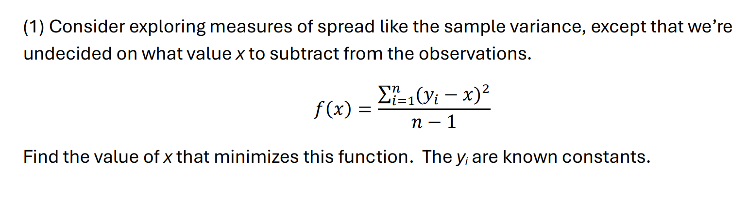 Solved (1) ﻿Consider exploring measures of spread like the | Chegg.com