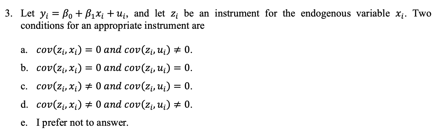 Solved 3. Let Yi = Bo + B1Xi + Ui, and let zi be an | Chegg.com