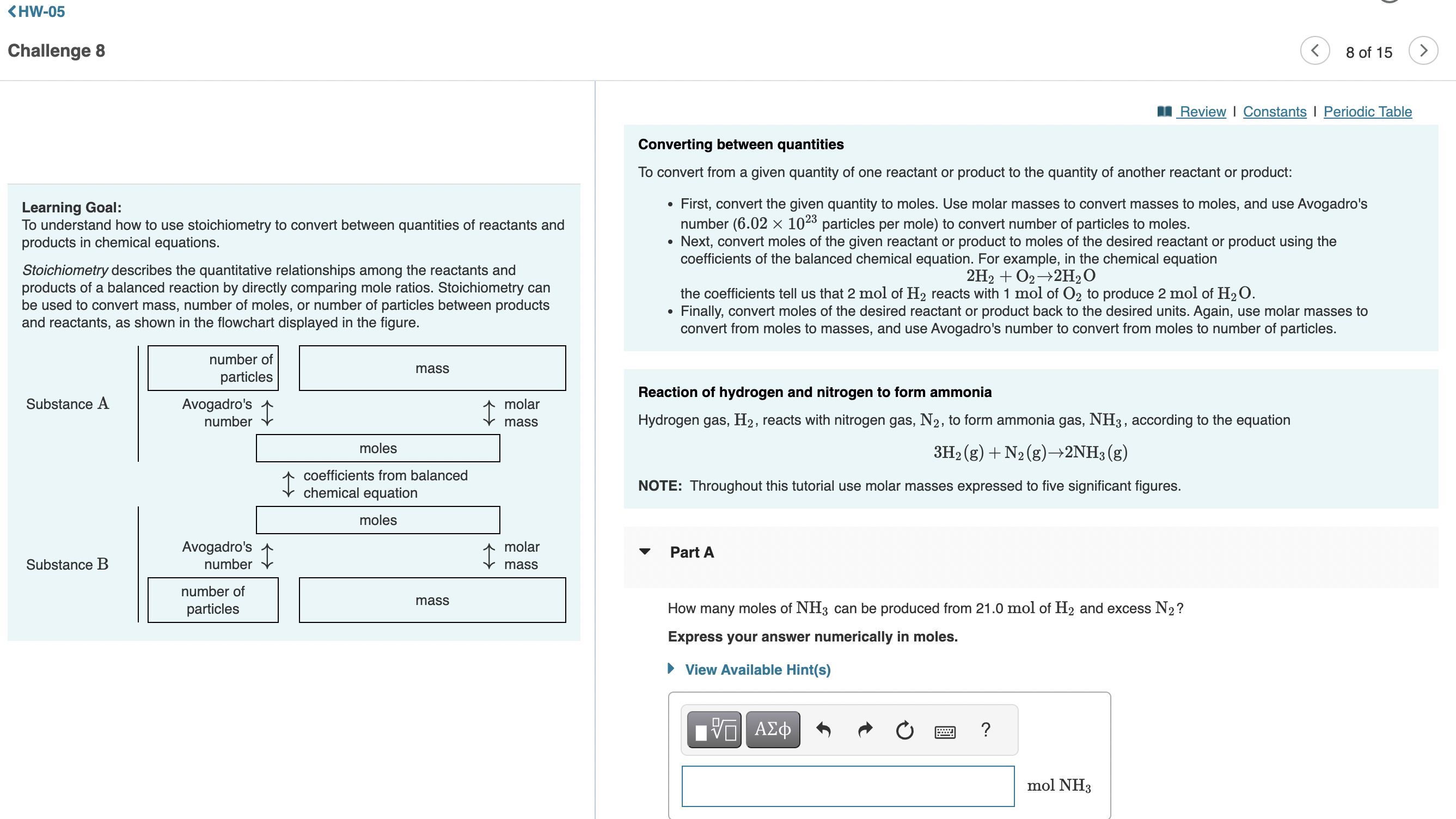 Solved Learning Goal: To understand how to use stoichiometry | Chegg.com